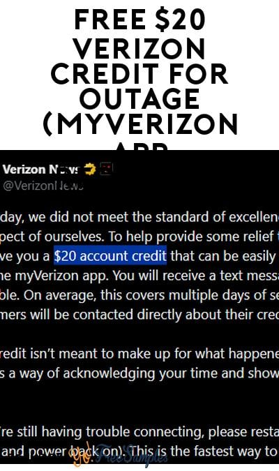 FREE $20 Verizon Credit for Outage (myVerizon App Required)